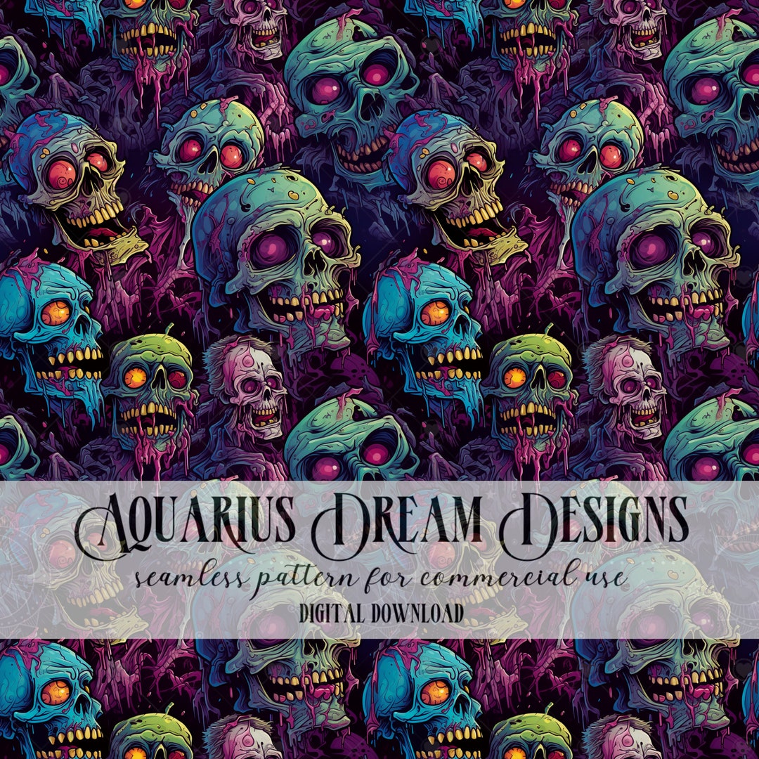 Halloween Seamless File, Zombie Seamless Pattern, Zombies Seamless ...