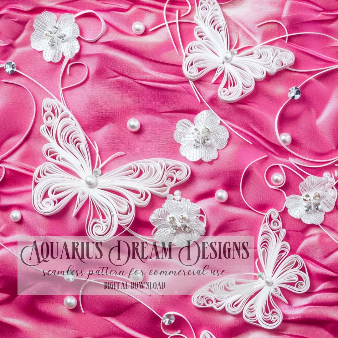 Quilling Seamless File, Quilling Butterflies Seamless Pattern, Quilling ...