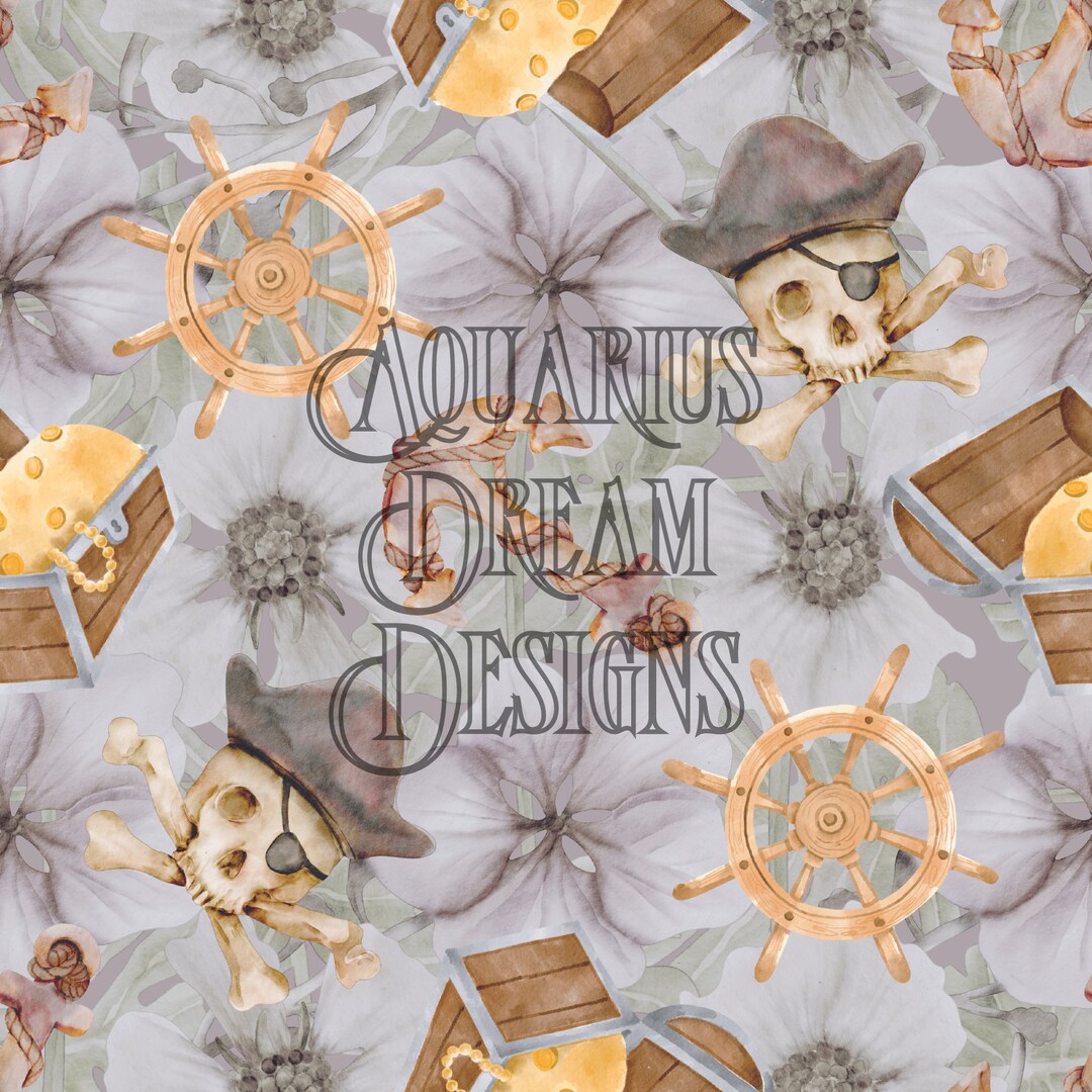 Floral Pirate Seamless Pattern Floral Repeating Pattern Pirate ...