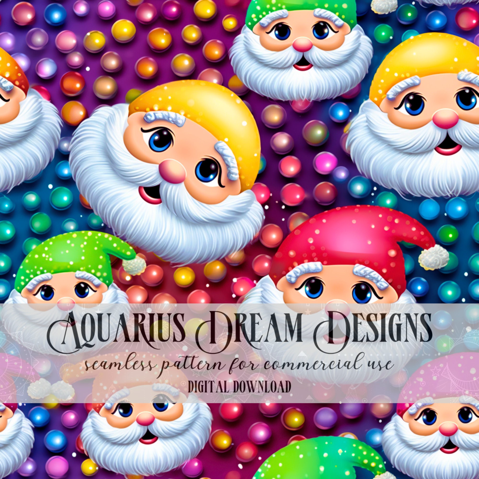 Cute Santa Seamless File Rainbow Santas Seamless Pattern - Etsy