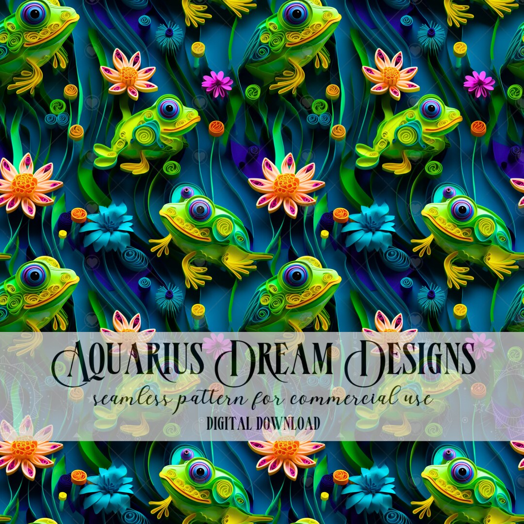 Quilling Seamless File, Frog Seamless, Quilling Frog Repeating Pattern ...