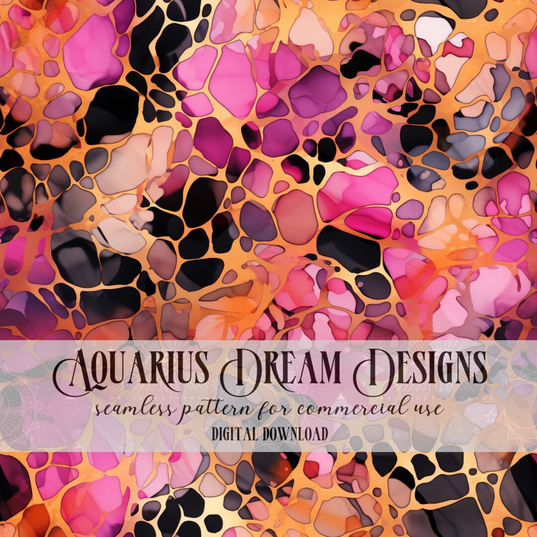 Pink and Gold Alcohol Ink Seamless Pattern, Alcohol Ink Leopard Print ...