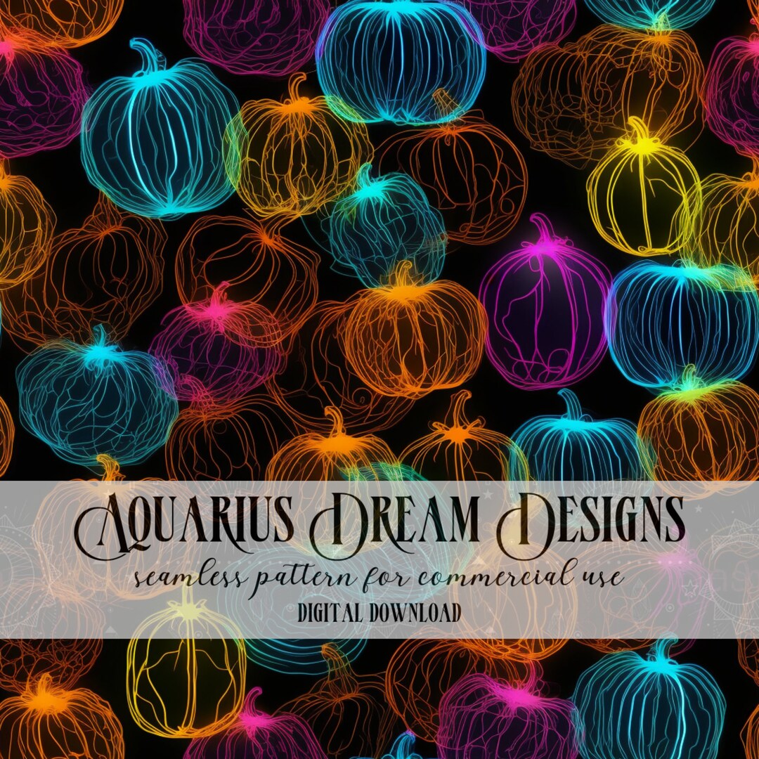 Halloween Seamless File, Glowing Pumpkin Seamless Pattern, Halloween ...