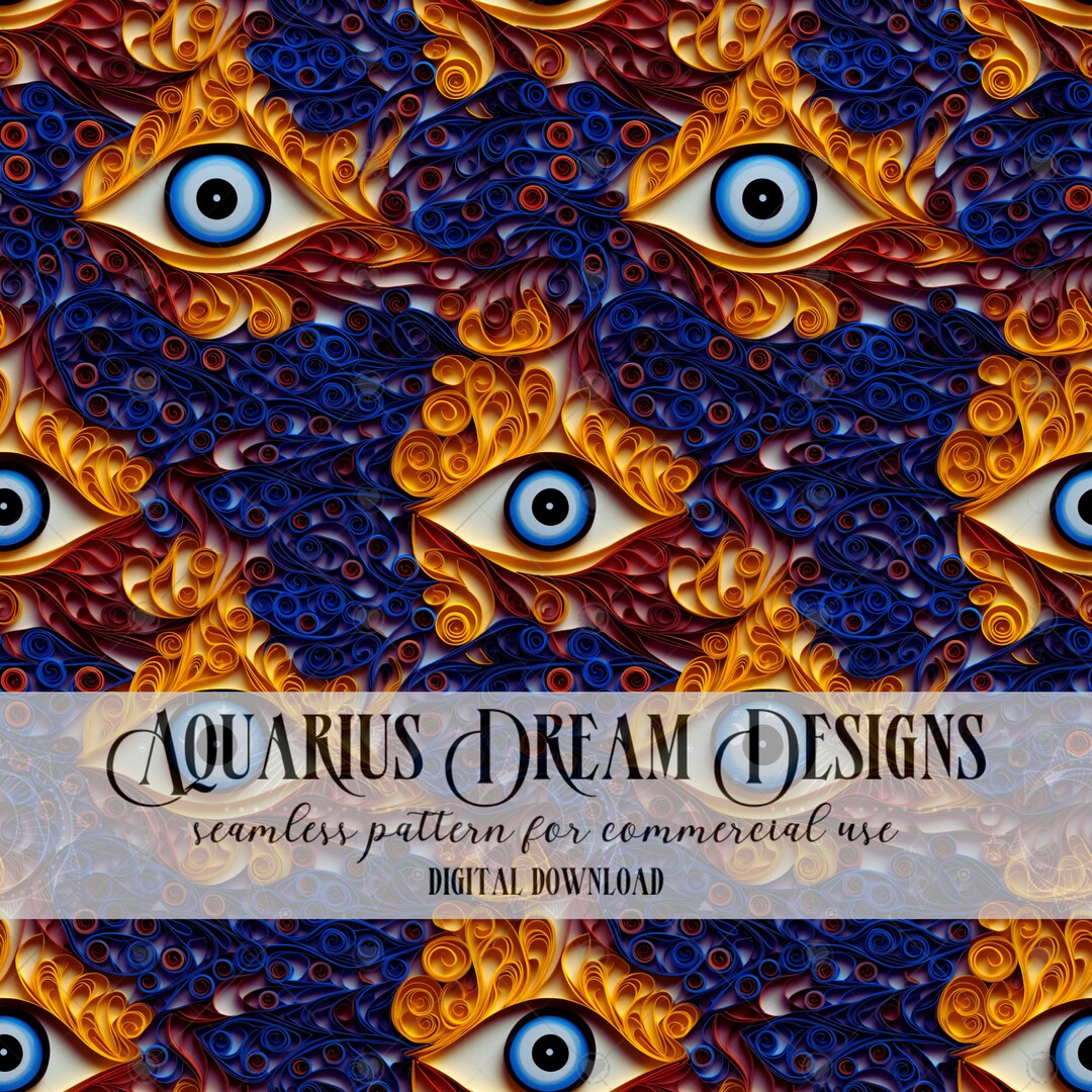 Quilling Seamless File, Quilling Evil Eye Seamless Pattern, Quilling ...