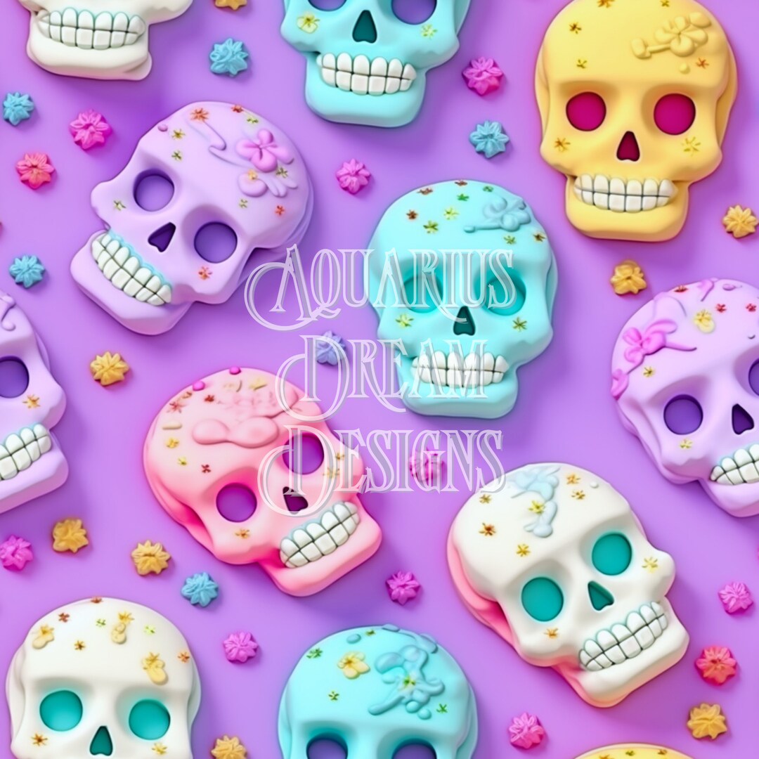 Pastel Goth Seamless Pattern, Goth Seamless File, Gothic Skulls Pastel ...