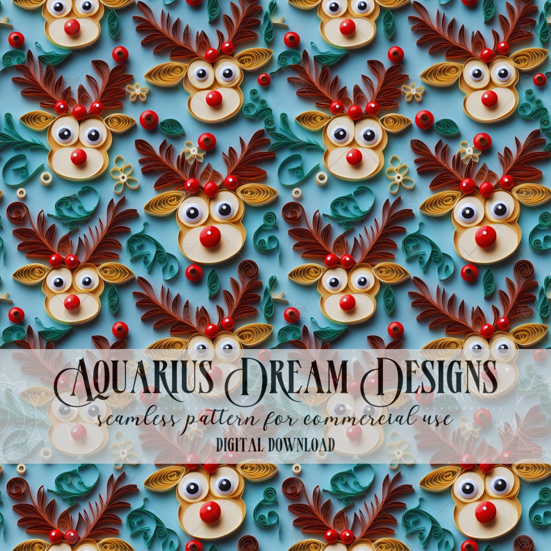 Quilling Seamless File Quilling Reindeer Seamless Pattern - Etsy