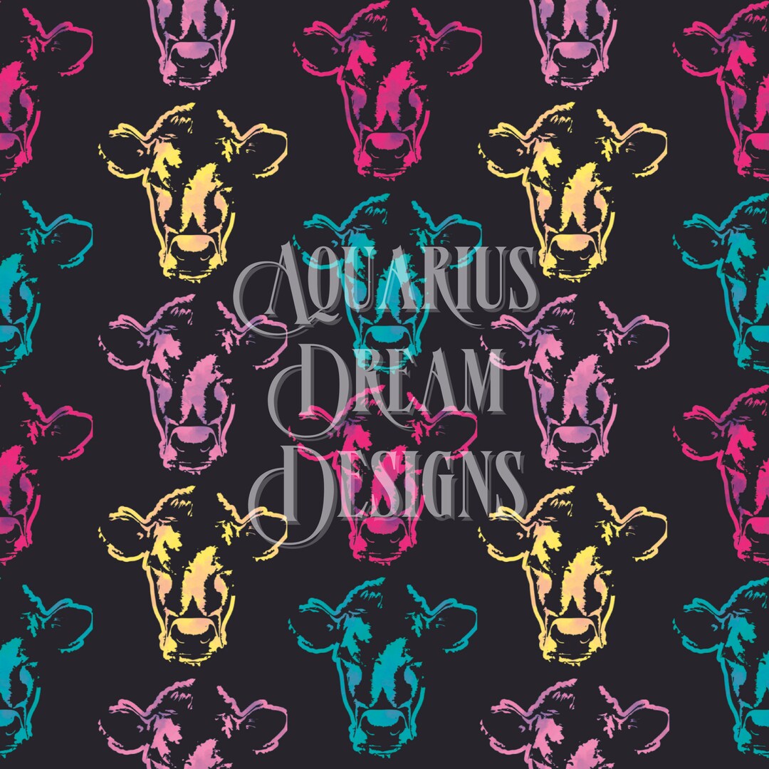 Neon Cow Seamless Pattern Cow Pattern for Fabric or Sublimination Cow ...