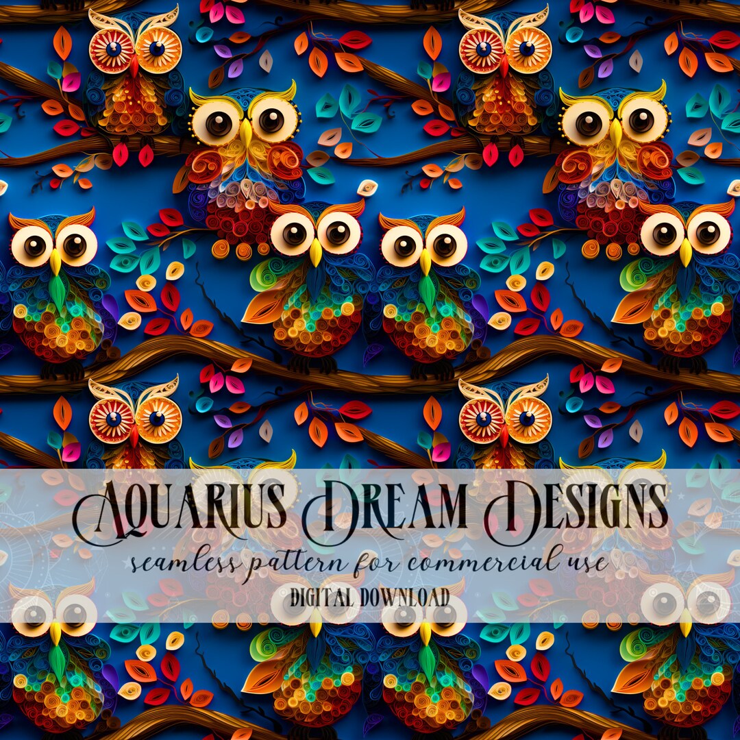 Quilling Seamless File, Owl Quilling Seamless, Quilling Owl Repeating ...