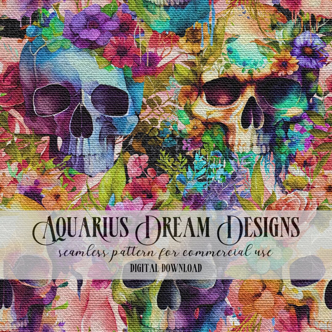 Embroidery Seamless File, Skull Embroidery Seamless, Pastel Goth ...