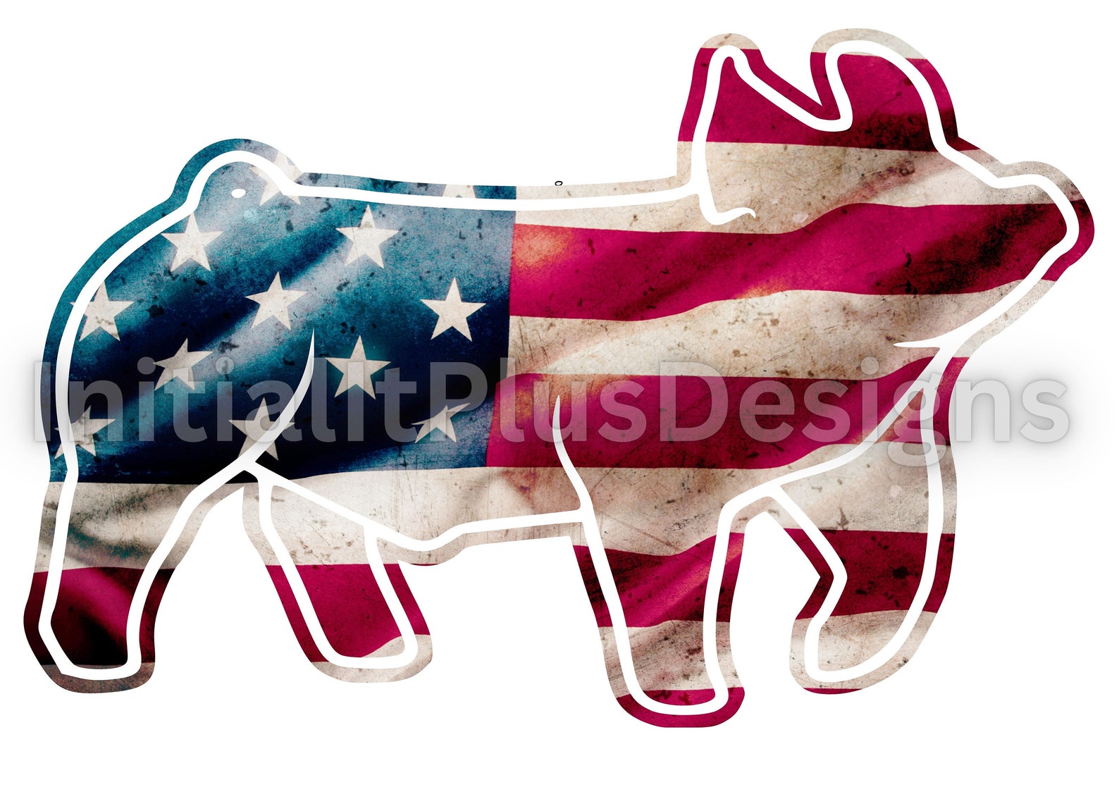 Flag Show Pig Digital File, Stock Show Pig, Show Pig PNG, Show Life Pig ...