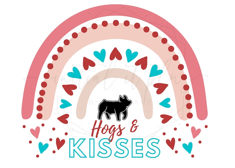 Hogs and Kisses Png,valentines Show Pig Digital File, PNG Valentine ...