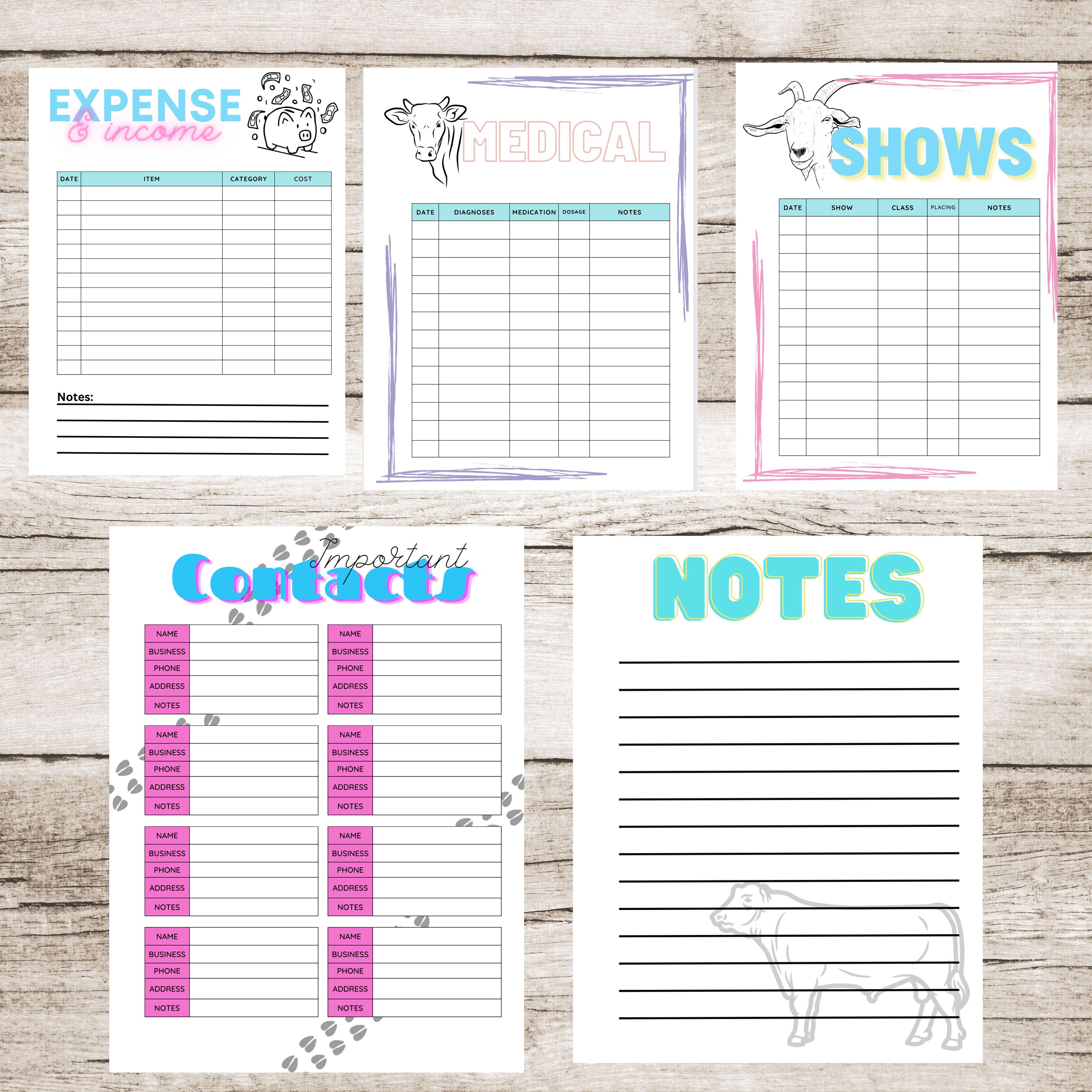PRINTABLE Stock Show Record Book, Livestock Show, Youth Livestock ...