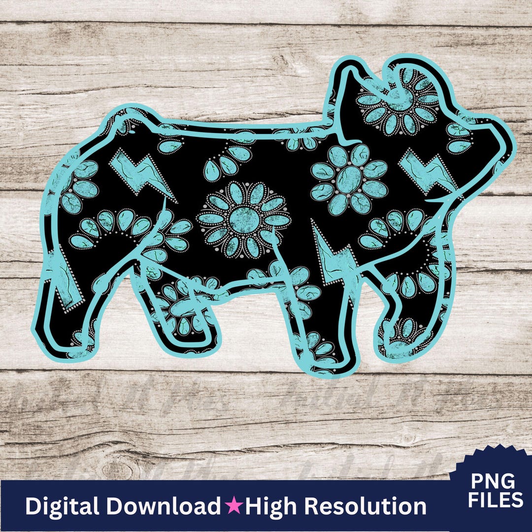 Turquoise Show Pig Digital File, Stock Show Pig, Show Pig PNG, Show ...