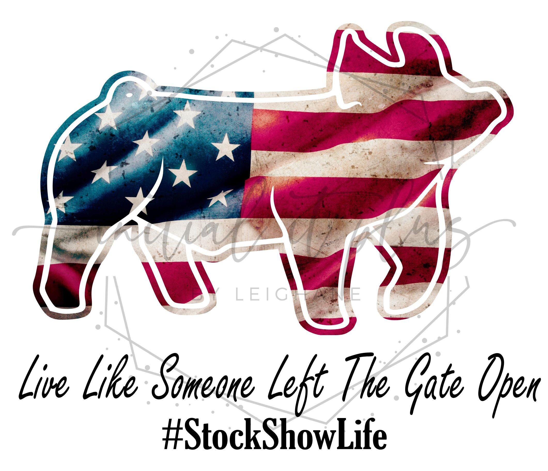 Flag Show Pig Digital File, Stock Show Pig, Show Pig PNG, Show Life Pig ...