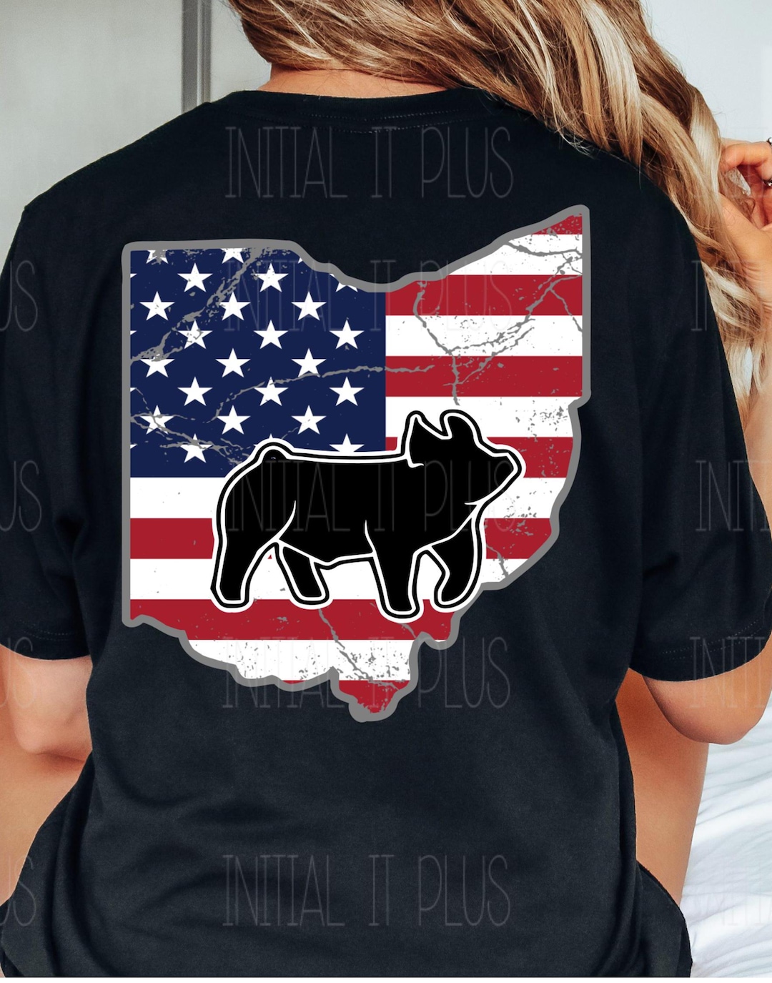 Ohio American Flag Show Pig Digital File, Stock Show Pig, Show Pig PNG ...
