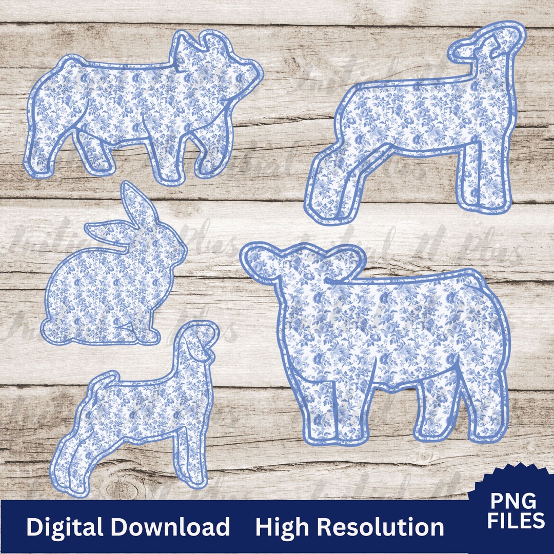 Blue Toile Show BUNDLE Digital File, Show Pig, Stock Show Cow, Show ...