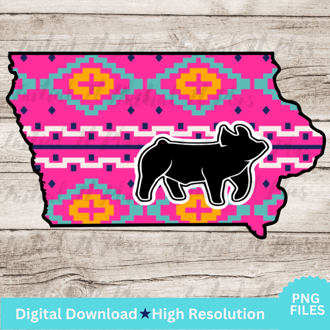 Iowa Aztec Show Pig Digital File, Stock Show Pig, Show Pig PNG, Show ...