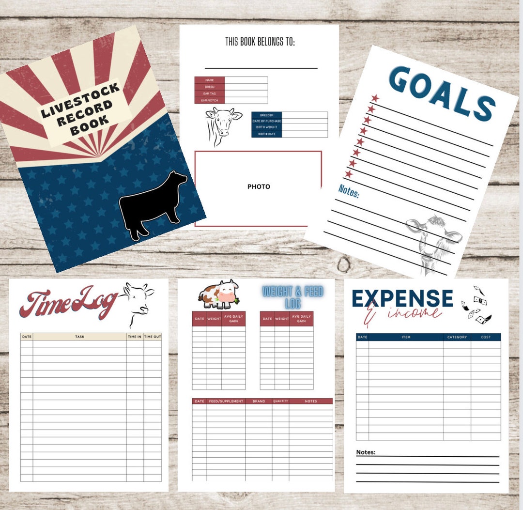 PRINTABLE Stock Show Record Book, Show Cow, Livestock Show, Cow Youth ...