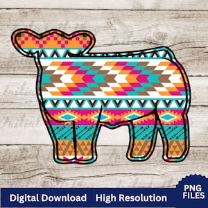 Aztec Show Steer Cow Digital File, Stock Show Cow, PNG, Show Life PNG ...