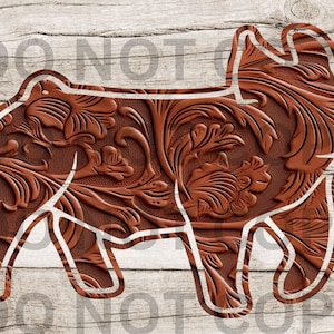 Leather Embossed Show Pig Digital File, Stock Show Pig, Show Pig PNG ...