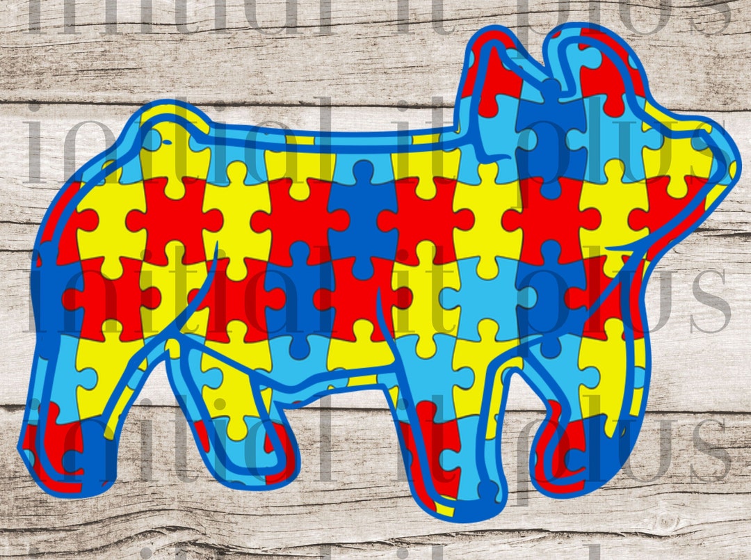 Autism Awareness Show Pig Digital File, Stock Show Pig, Show Pig PNG ...