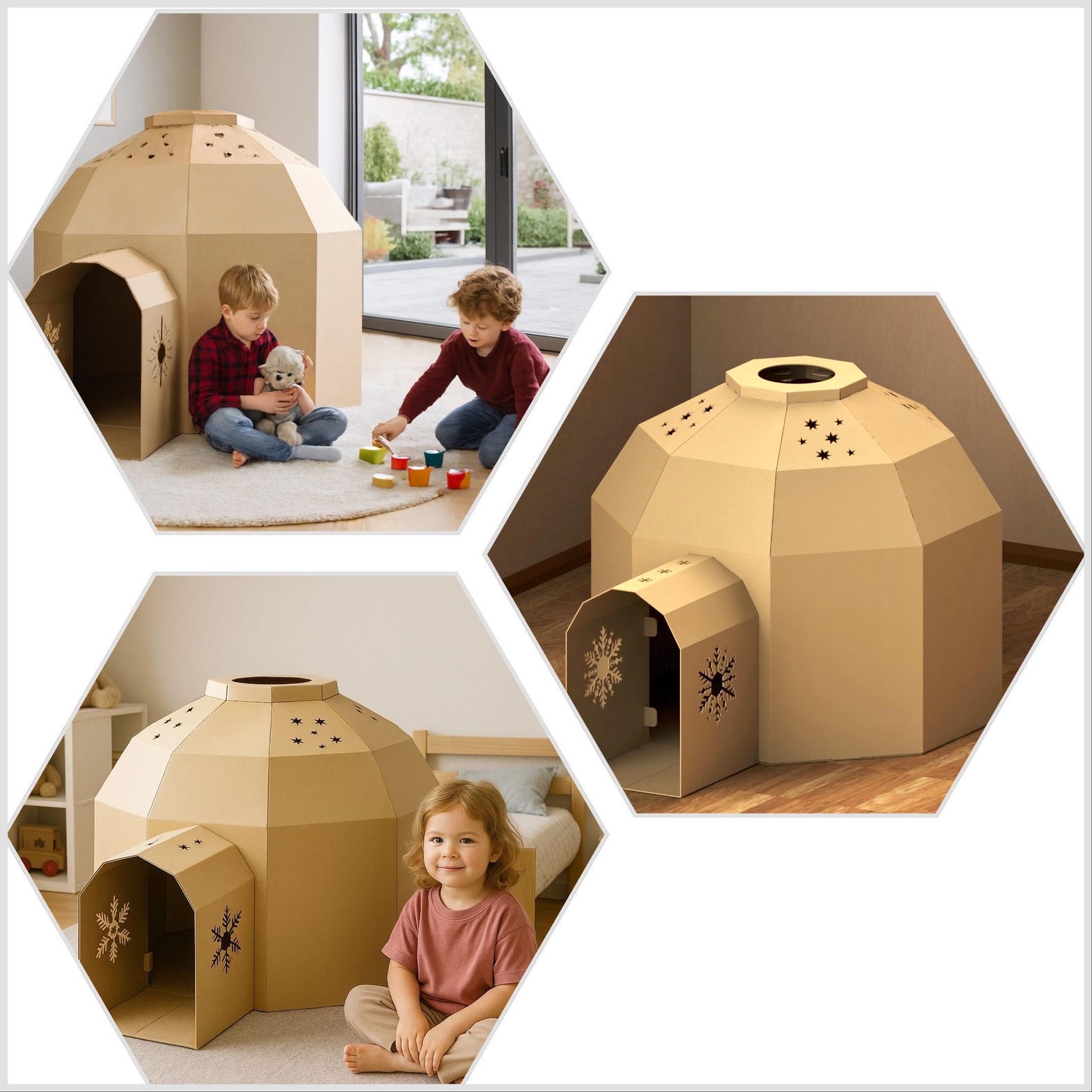 Foldable Cardboard IGLOO Kids Playhouse – DIY Montessori Inspired ...
