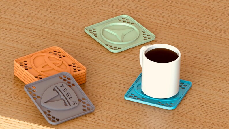 3D Printed Car Logo Coasters: Modern Honeycomb Design (STL File) - Etsy UK