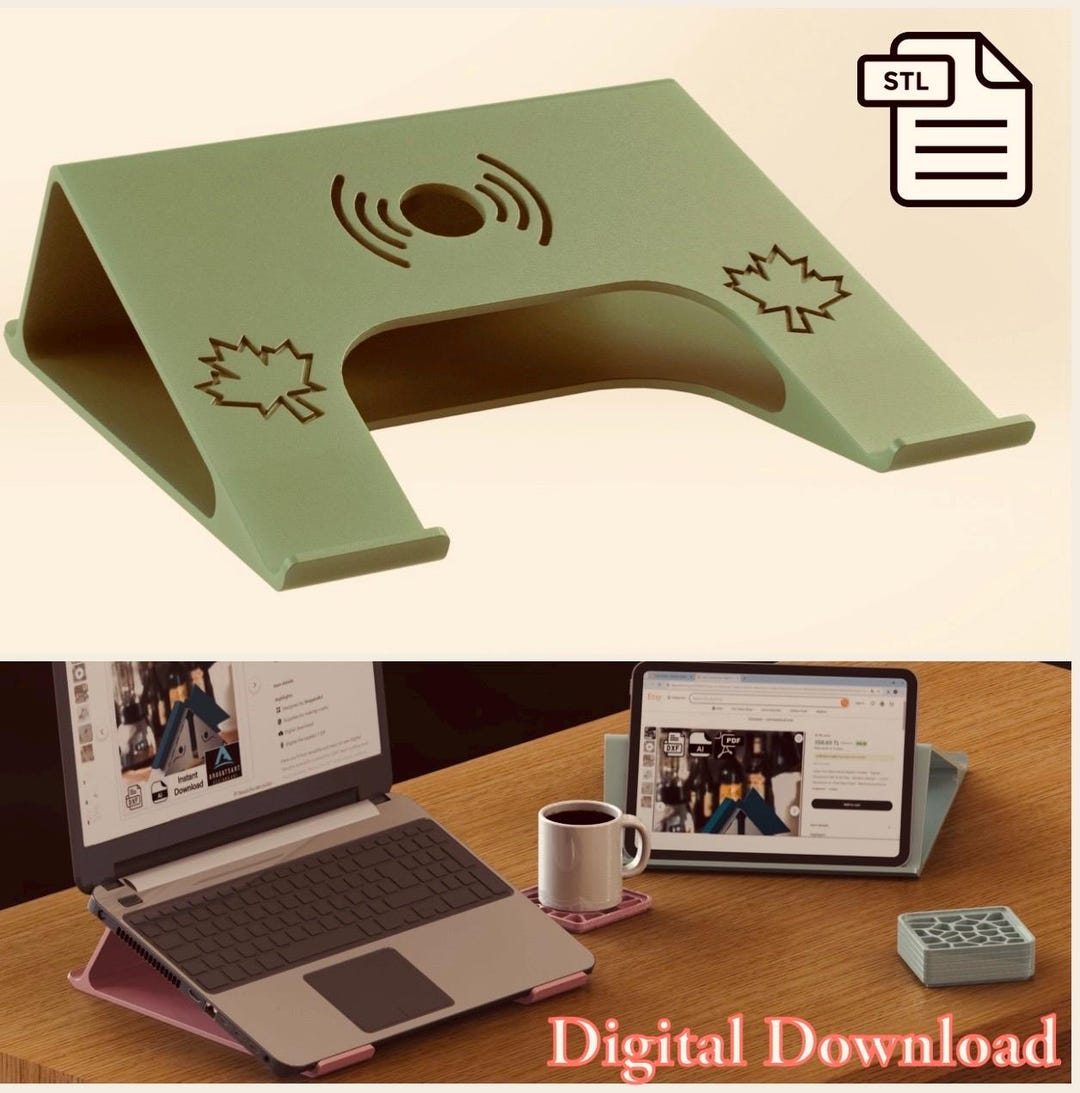 3D Laptop Tablet Stand STL File: Ergonomic Desk Organizer (digital ...