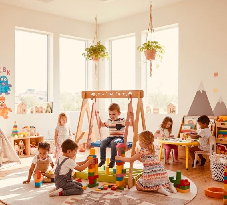 Planos de columpios Montessori: Gimnasio infantil de madera ...