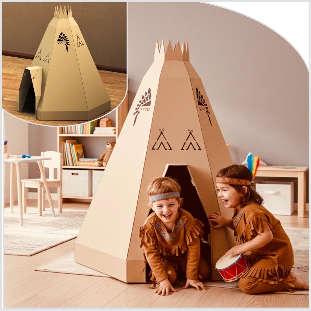 Foldable Cardboard TEEPEE Tent Kids Playhouse – DIY Montessori Inspired ...