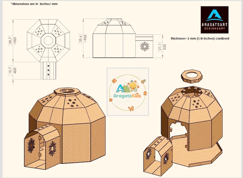 Foldable Cardboard IGLOO Kids Playhouse – DIY Montessori Inspired ...