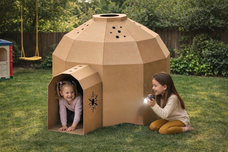 Foldable Cardboard IGLOO Kids Playhouse – DIY Montessori Inspired ...