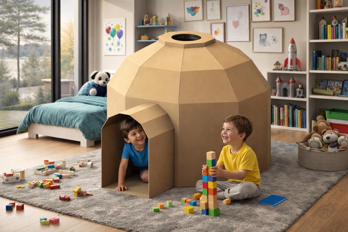 Foldable Cardboard IGLOO Kids Playhouse – DIY Montessori Inspired ...