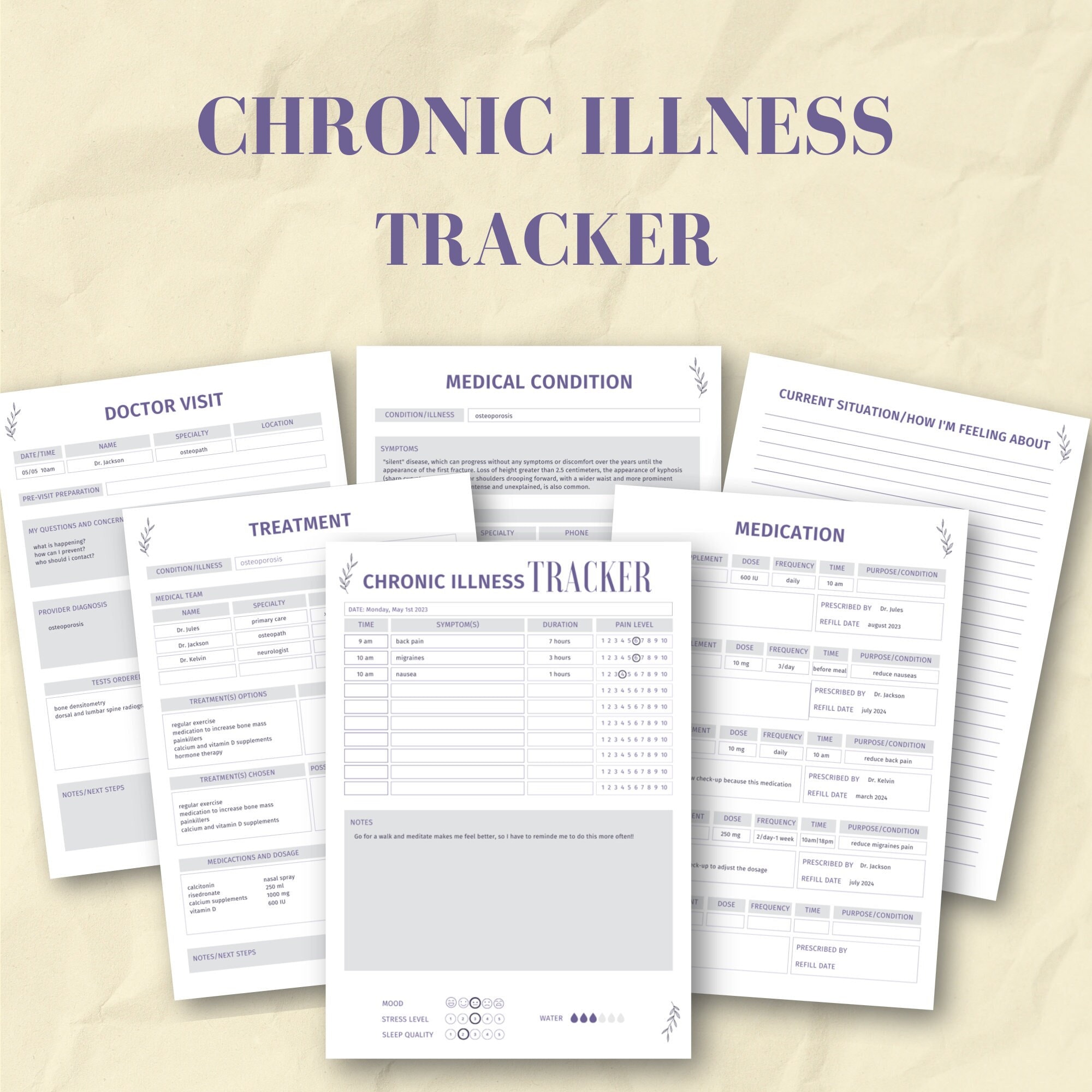 Chronic Illness Tracker/planner, Disease Management Essential, Health ...