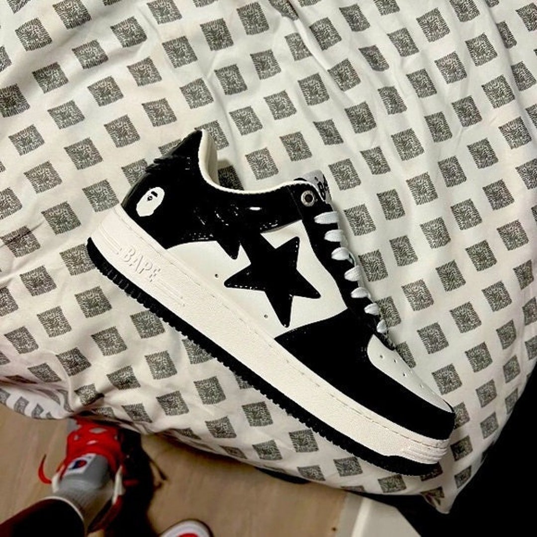 White and Black Bapestas Bape Sneakers - Etsy