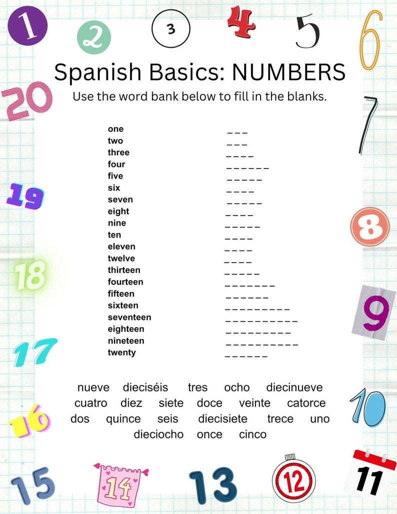 Spanish Worksheets for Kids Printable Spanish Homeschool Activity ...