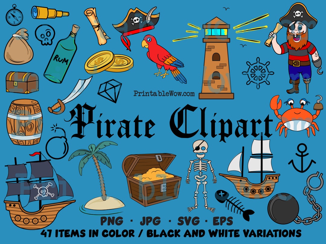 47 Piece Pirate Clipart Bundle - Etsy