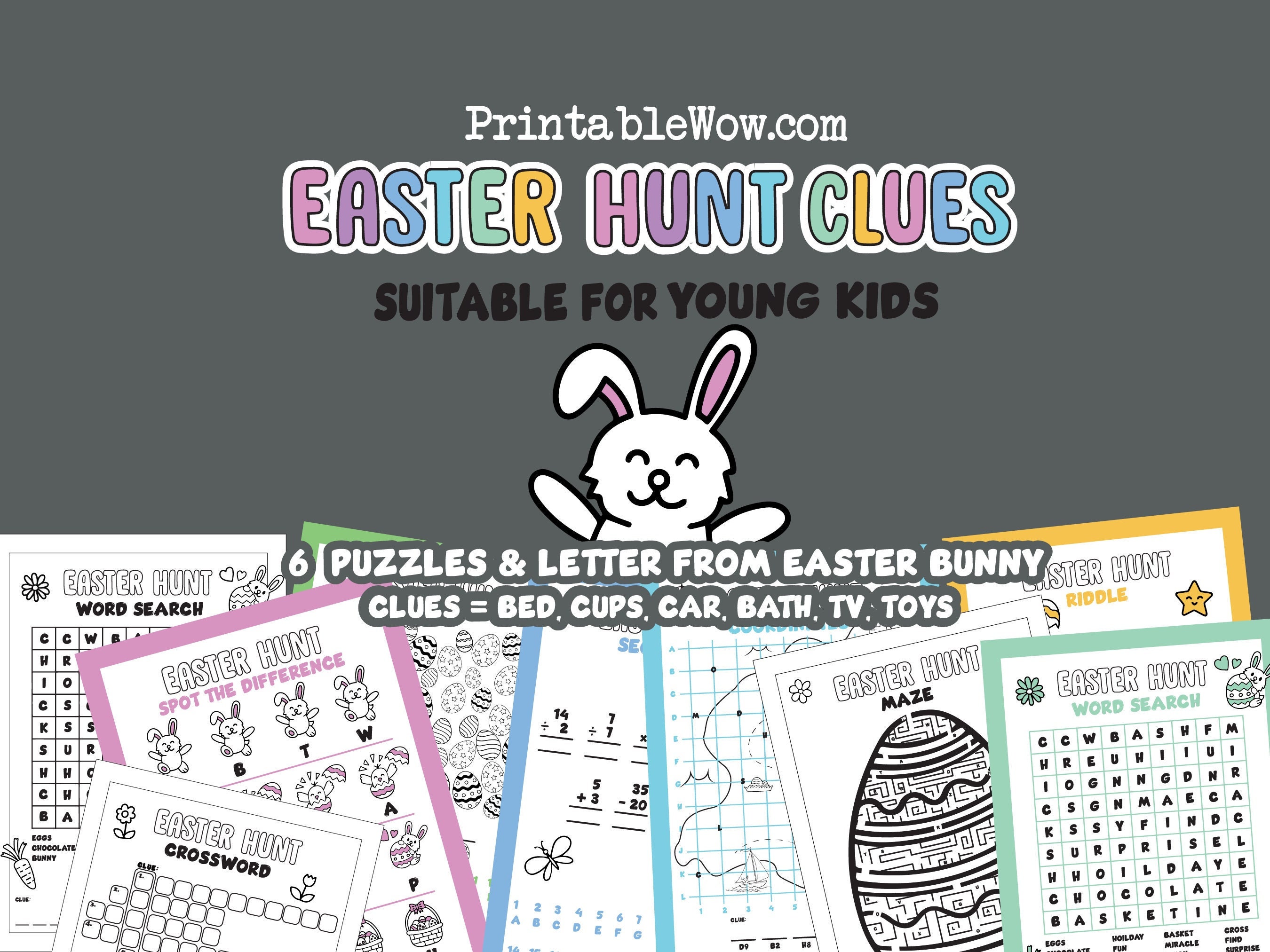 Little Kids Easter Scavenger Hunt Clues - Younger Kids Easter Treasure ...