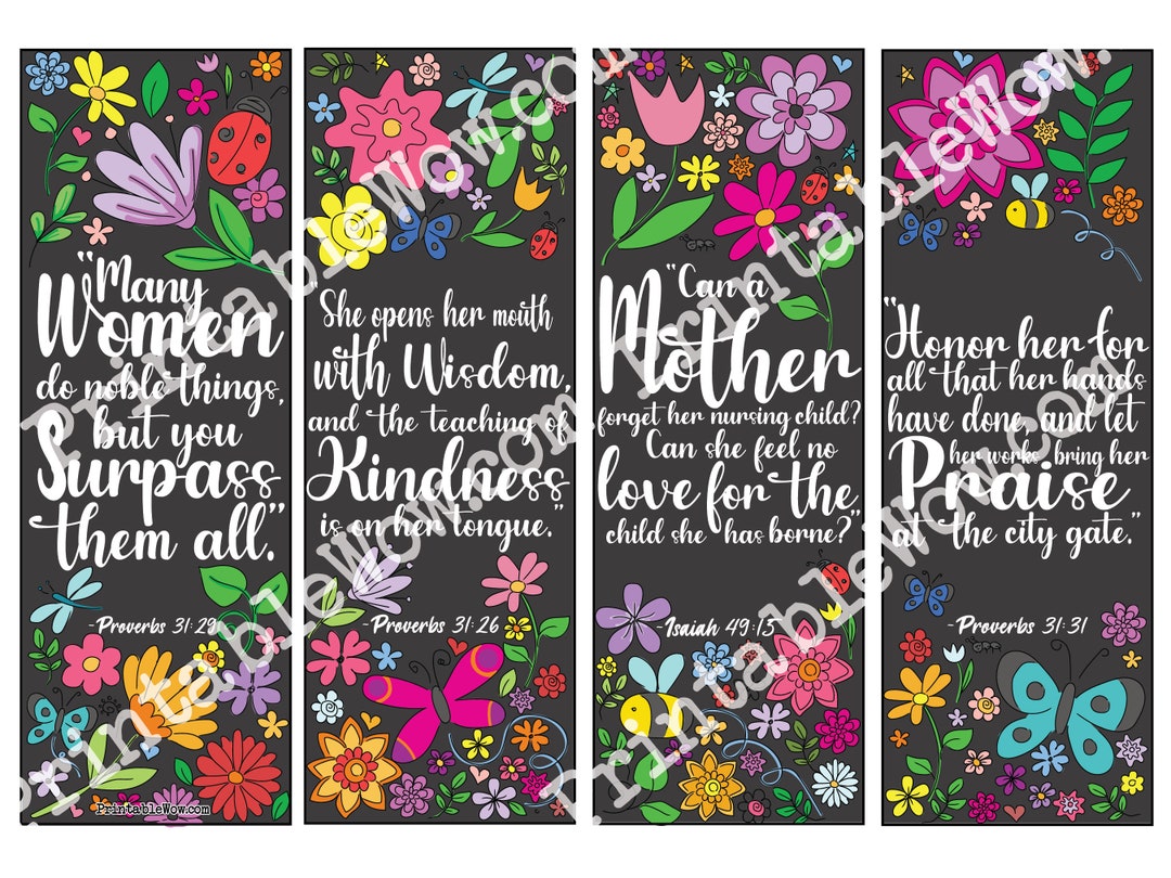 Mother's Day Scripture Printable Bookmarks - Etsy