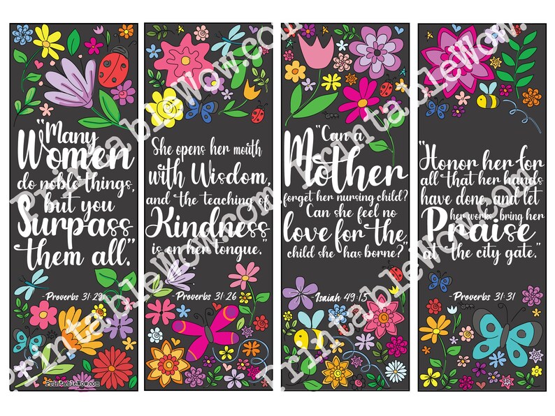 Mother's Day Scripture Printable Bookmarks - Etsy