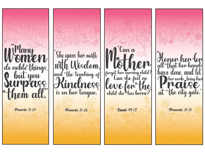 Mother's Day Scripture Bookmark Set - Christian Mothers Day Bookmark ...