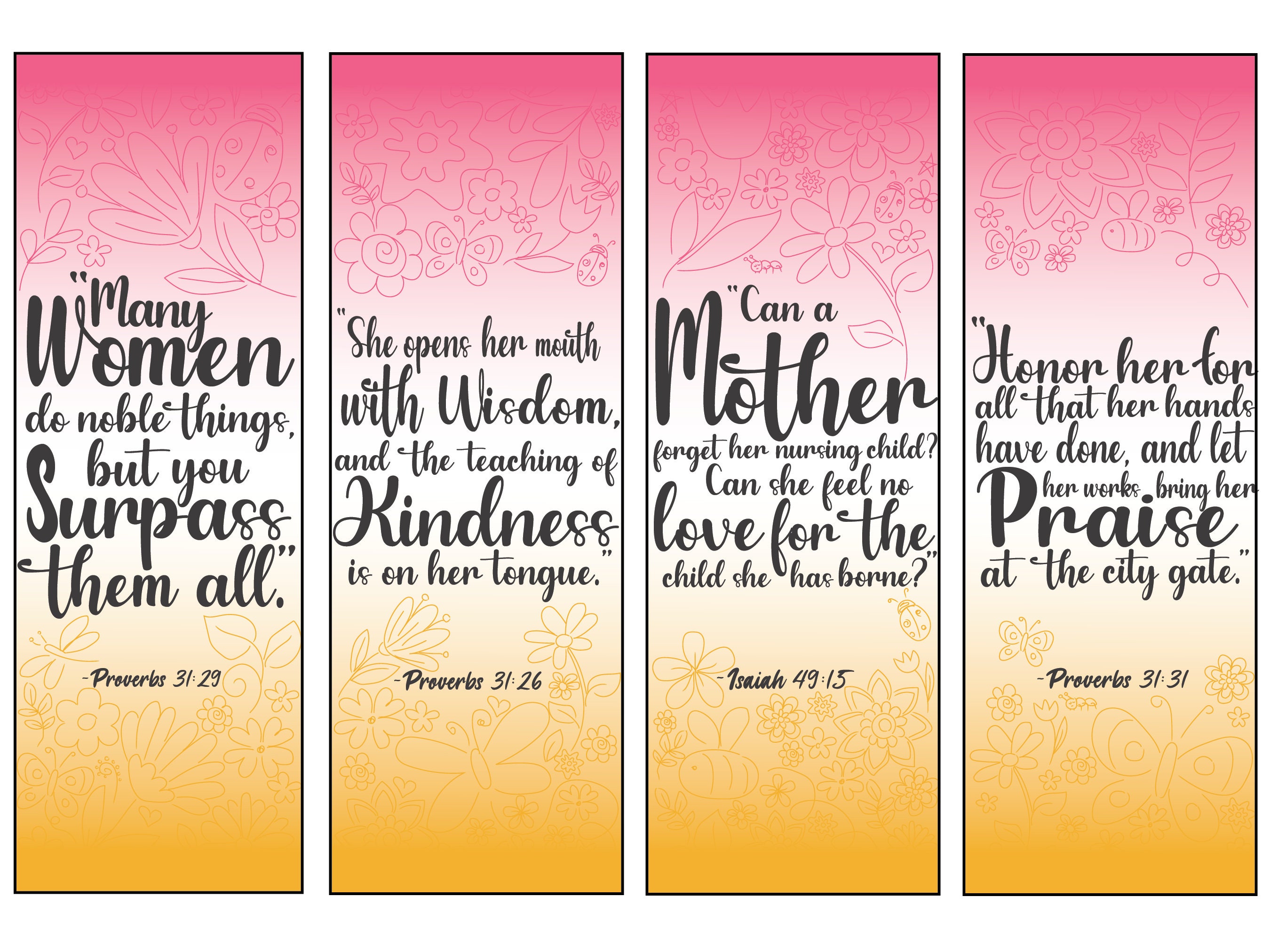 Mother's Day Scripture Bookmark Set - Christian Mothers Day Bookmark ...