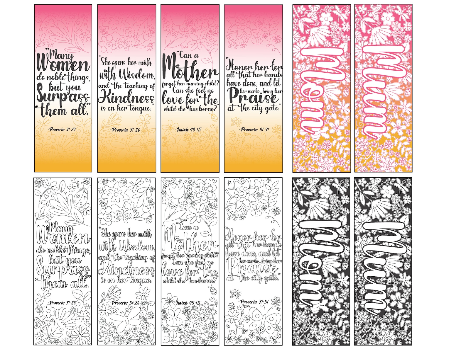 Mother's Day Scripture Bookmark Set - Christian Mothers Day Bookmark ...