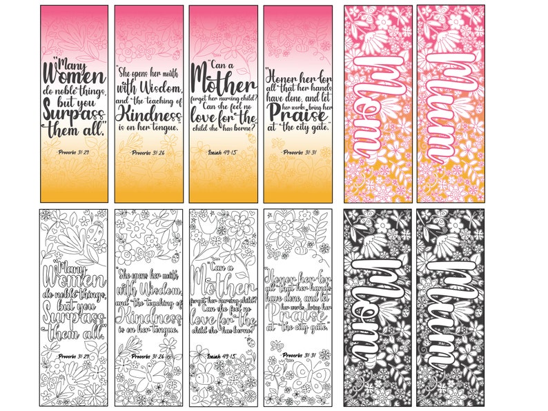 Mother's Day Scripture Bookmark Set - Christian Mothers Day Bookmark ...