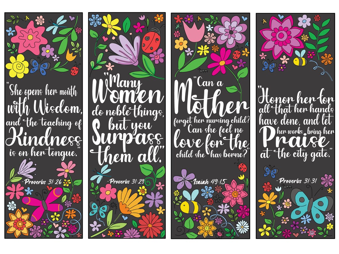 Mother's Day Scripture Printable Bookmarks - Etsy