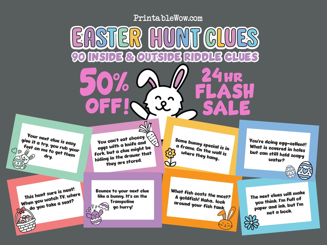 90 Easter Riddle Clues - Inside and Outside Easter Treasure Hunt ...