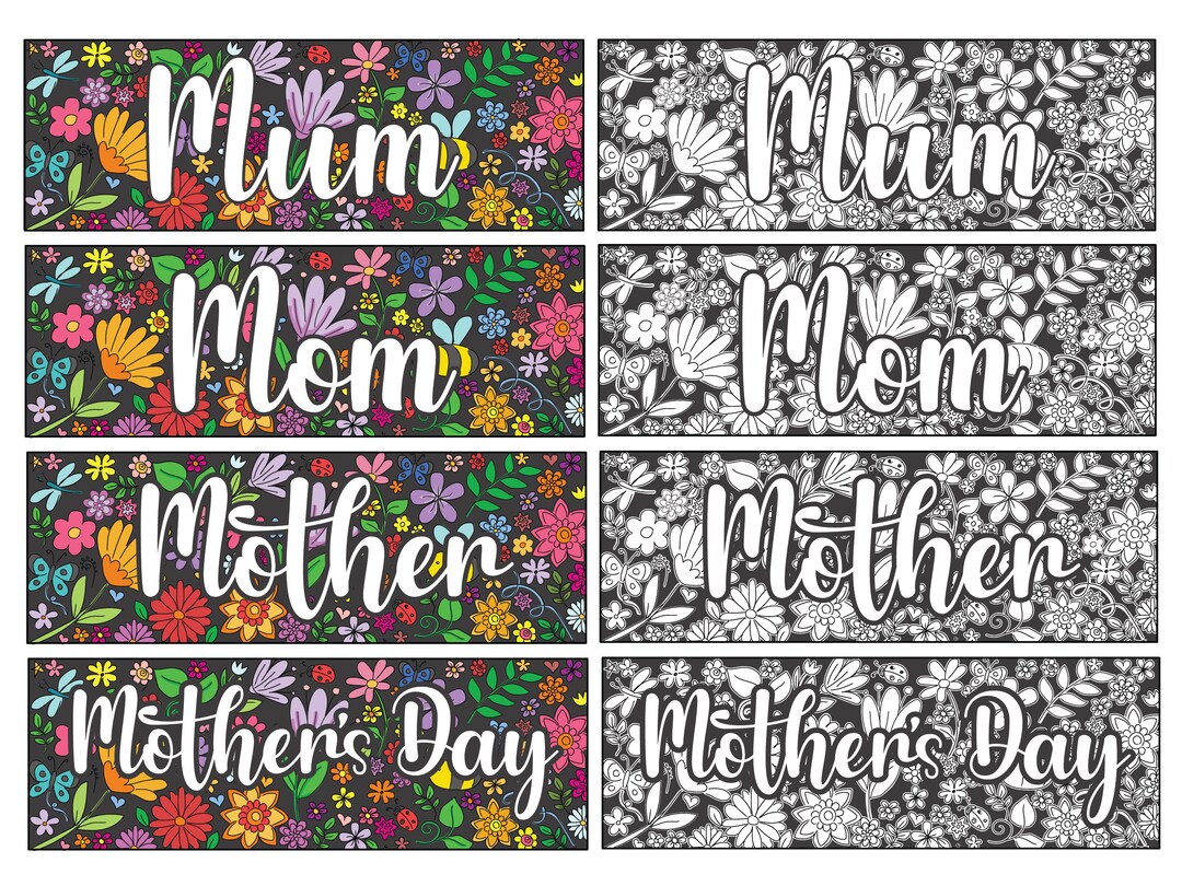 Mother's Day Bookmarks - Color in Mothers Day Bookmark - Printable ...