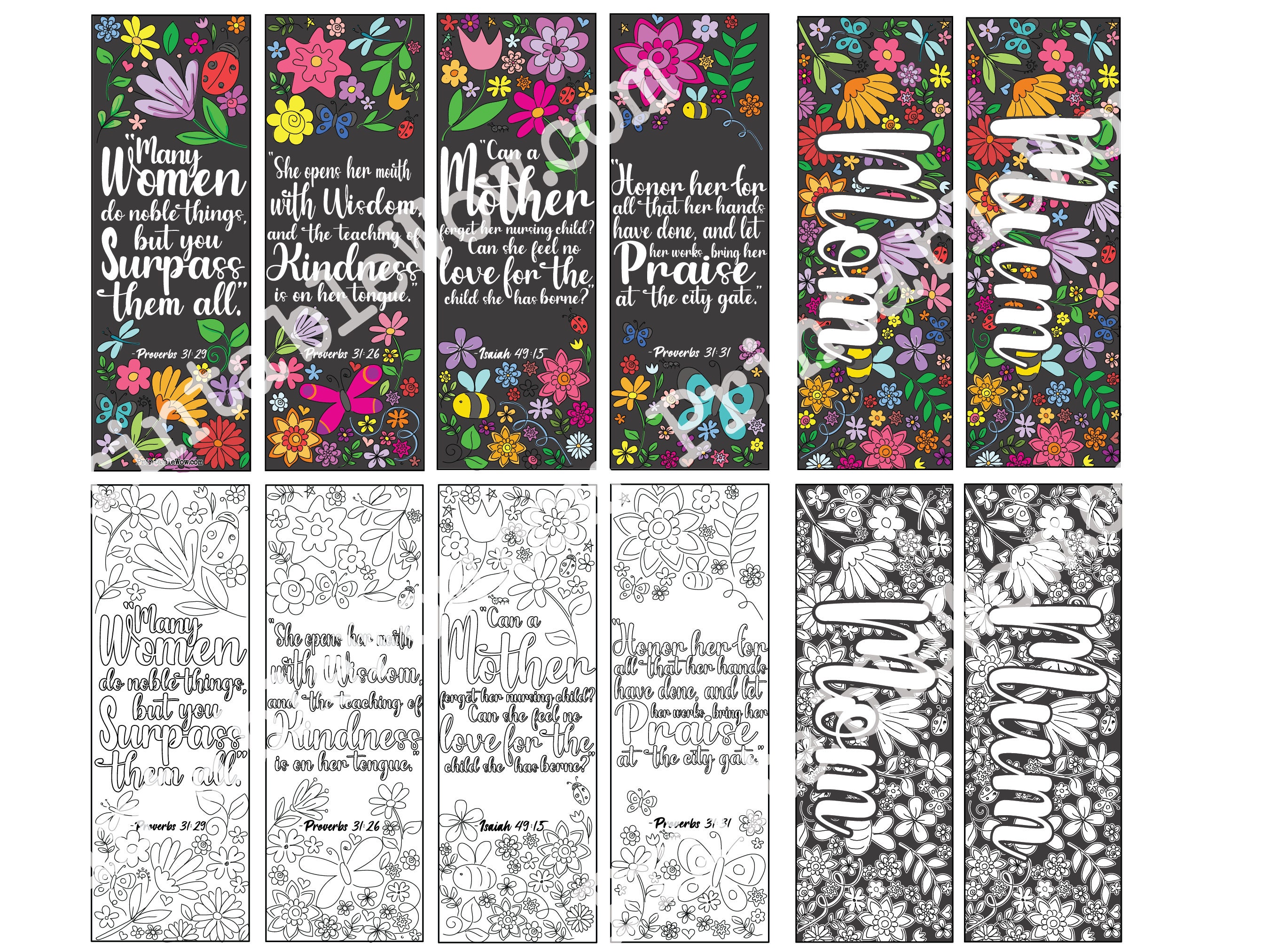 Mother's Day Scripture Printable Bookmarks - Etsy