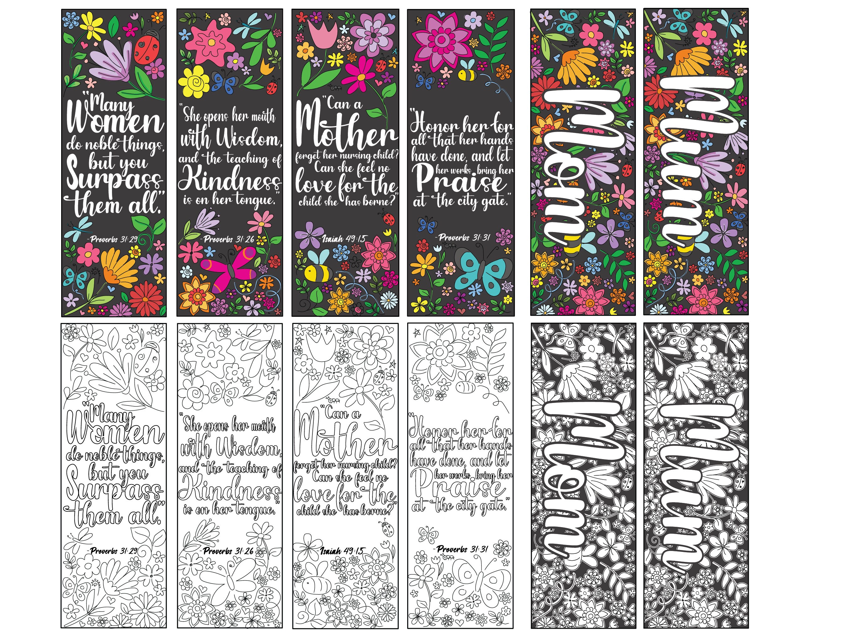 Mother's Day Scripture Printable Bookmarks - Etsy