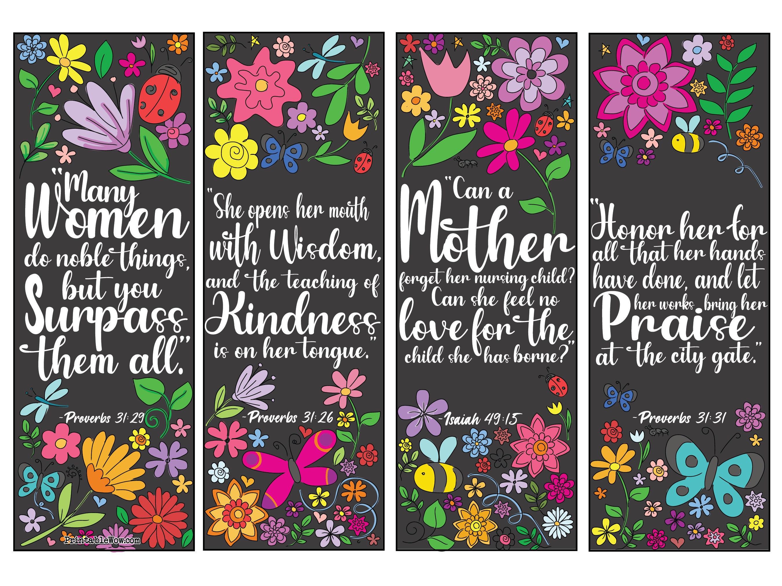 Mother's Day Scripture Printable Bookmarks - Etsy
